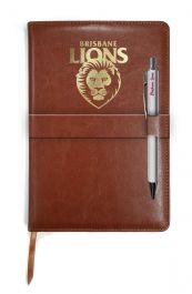 Brisbane Lions AFL PU Leather Notebook and Pen - One Little Footy Fan