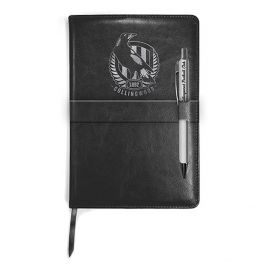 Collingwood Magpies AFL PU Leather Notebook and Pen - One Little Footy Fan