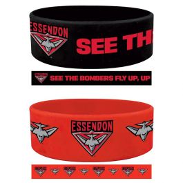 Essendon Bombers AFL Team Logo Silicone Wristbands Set Of 2 - One ...