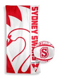 Sydney Swans AFL Team Beach Towel with Beach Ball - One Little Footy Fan