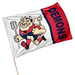 Melbourne Demons AFL Retro Mascot Game Day Flag - One Little Footy Fan