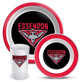 Essendon Bombers AFL 3 Piece Melamine Dinner Set - One Little Footy Fan