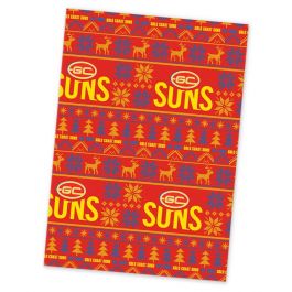 Gold Coast Suns AFL Xmas Team Logo Wrapping Paper Giftwrap - One Little ...