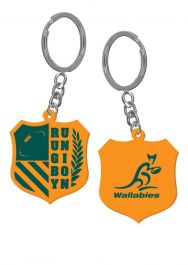 Wallabies Rugby Union Logo Rubber Keyring - One Little Footy Fan