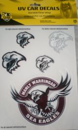 Manly Sea Eagles NRL UV Car Decals 5 per sheet - One Little Footy Fan