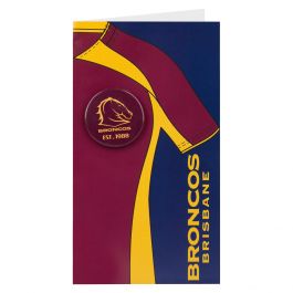 Brisbane Broncos NRL Birthday, Greeting Card with Badge - One Little ...