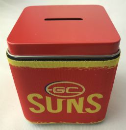 Gold Coast Suns AFL Tin Square Money Box - One Little Footy Fan
