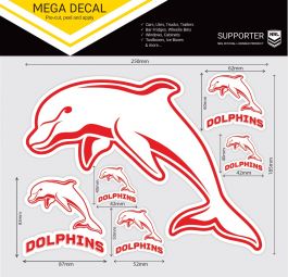 Dolphins NRL Mega Team Primary Logo Stickers - One Little Footy Fan