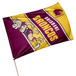 Brisbane Broncos NRL Retro Mascot Game Day Flag - One Little Footy Fan