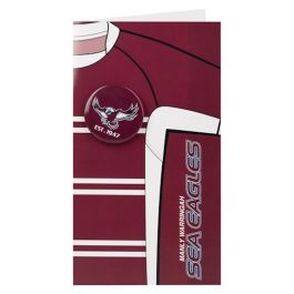 Manly Sea Eagles NRL Birthday, Greeting Card with Badge - One Little ...
